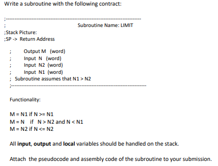Write a subroutine with the following contract: | Chegg.com