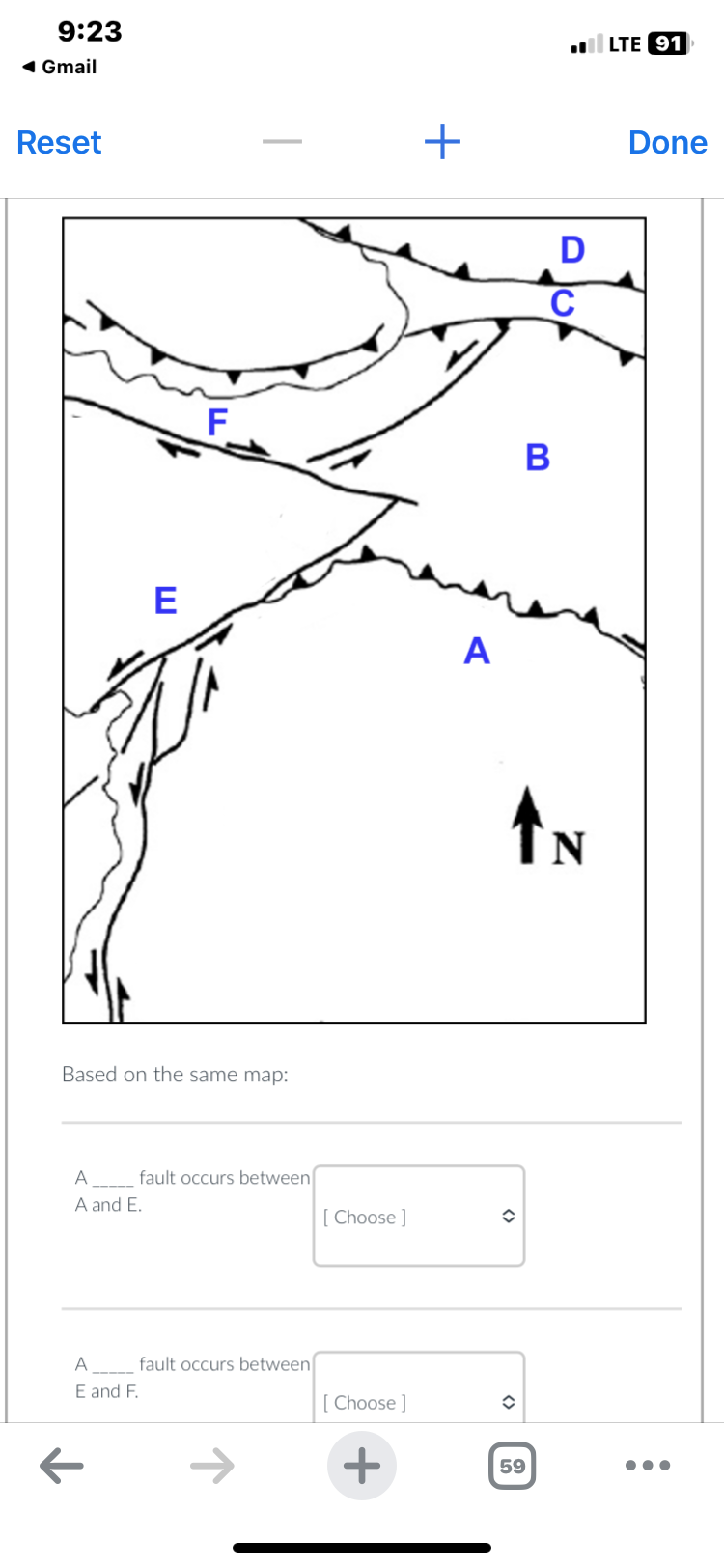 Solved 9:23 . I LTE 91 Gmail Done Reset +Based on the same | Chegg.com