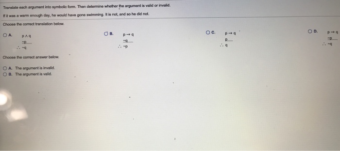 Solved Determine if the argument is valid or invalid | Chegg.com