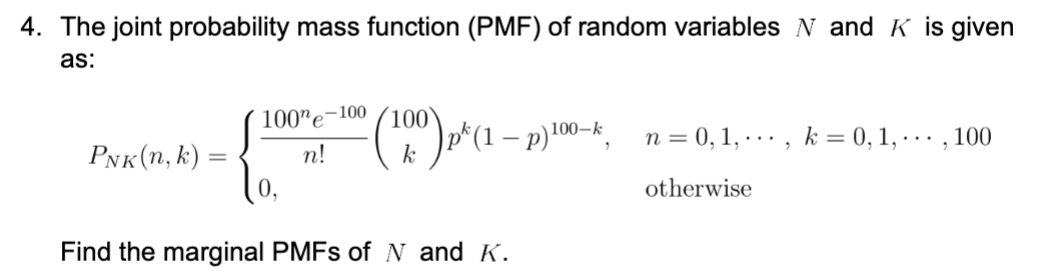 Solved The joint probability mass function (PMF) of random | Chegg.com