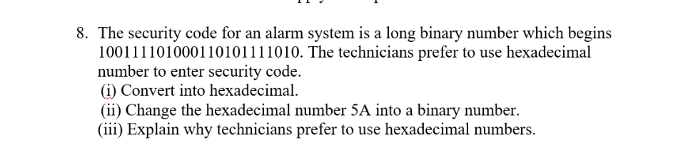 Solved 8. The security code for an alarm system is a long | Chegg.com