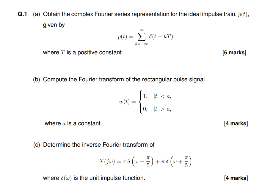 Solved 2.1 (a) Obtain the complex Fourier series | Chegg.com