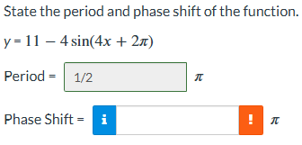 Solved State the period and phase shift of ﻿the | Chegg.com