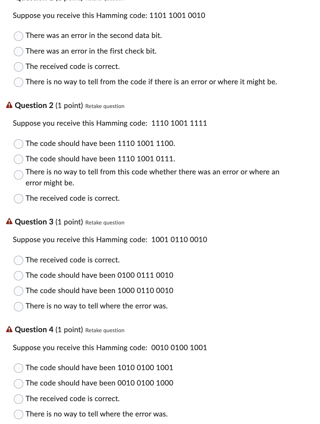 Solved Suppose you receive this Hamming code: 110110010010 | Chegg.com