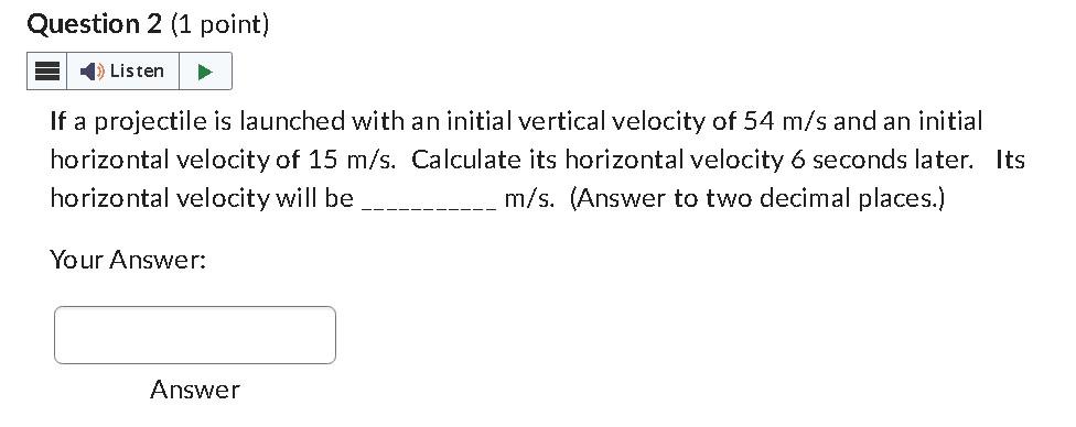 Solved If a projectile is launched with an initial vertical | Chegg.com