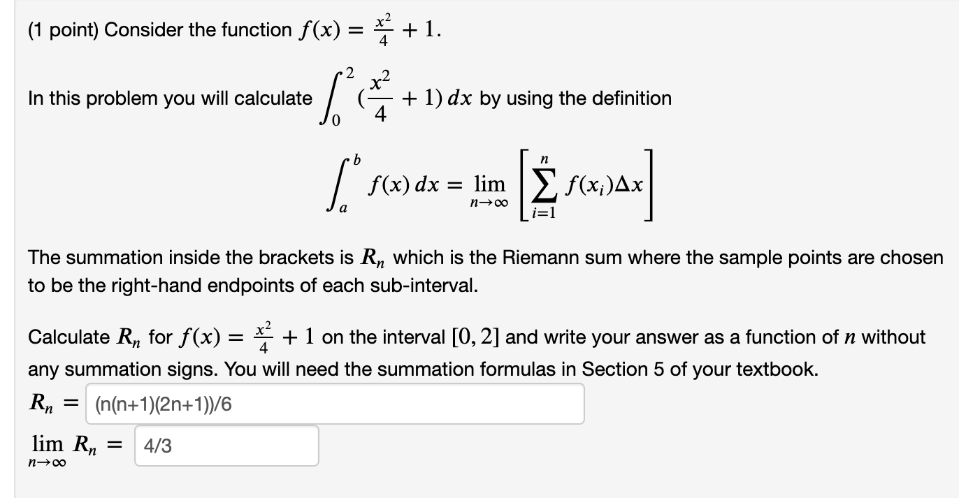 Solved (1 point) Consider the function f(x)=4x2+1. In this | Chegg.com