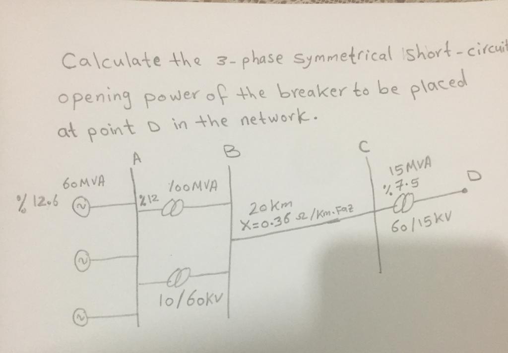 Solved Calculate the 3-phase symmetrical short-circuit | Chegg.com