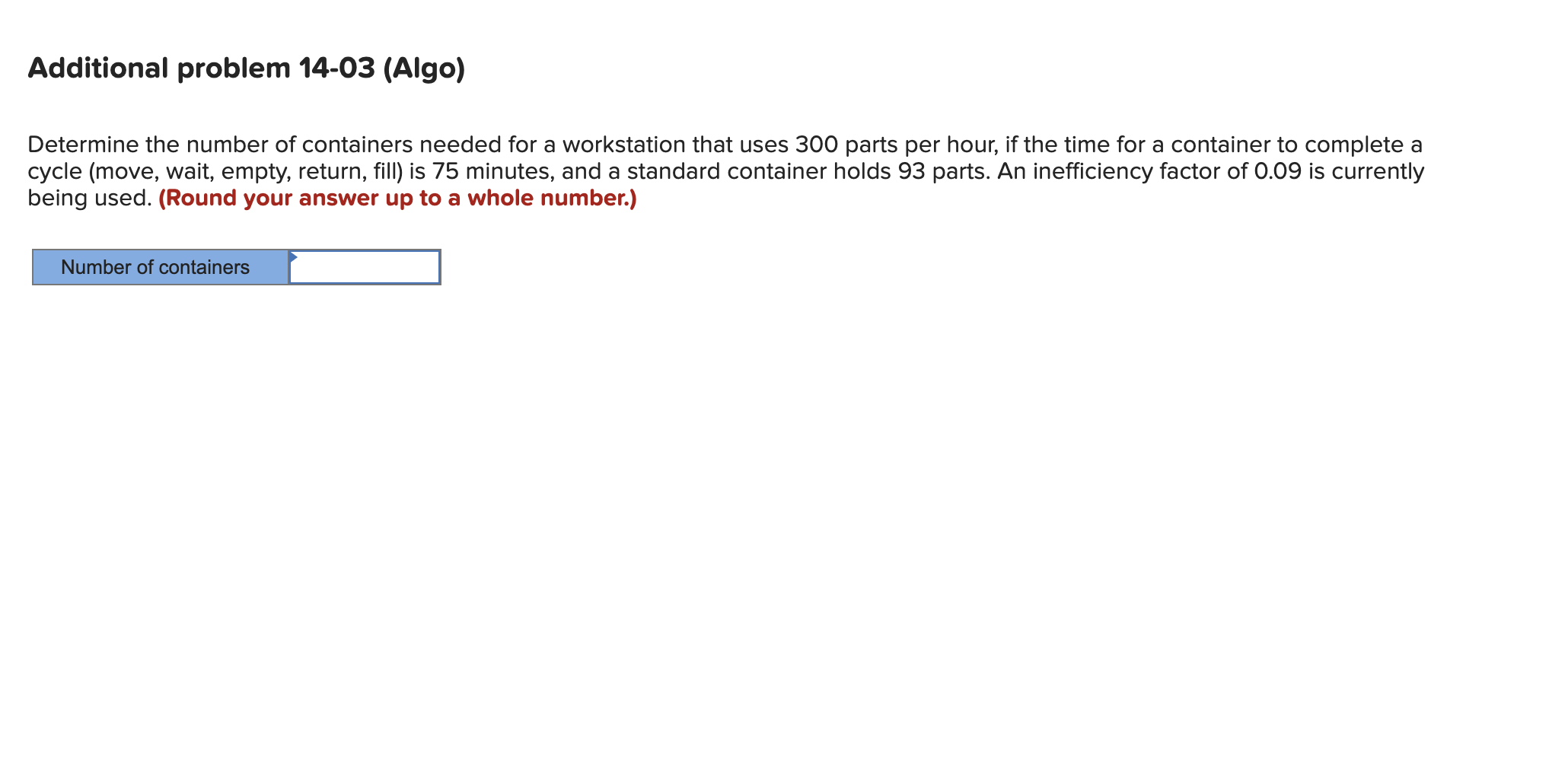 Solved Additional problem 14-03 (Algo)Determine the number | Chegg.com