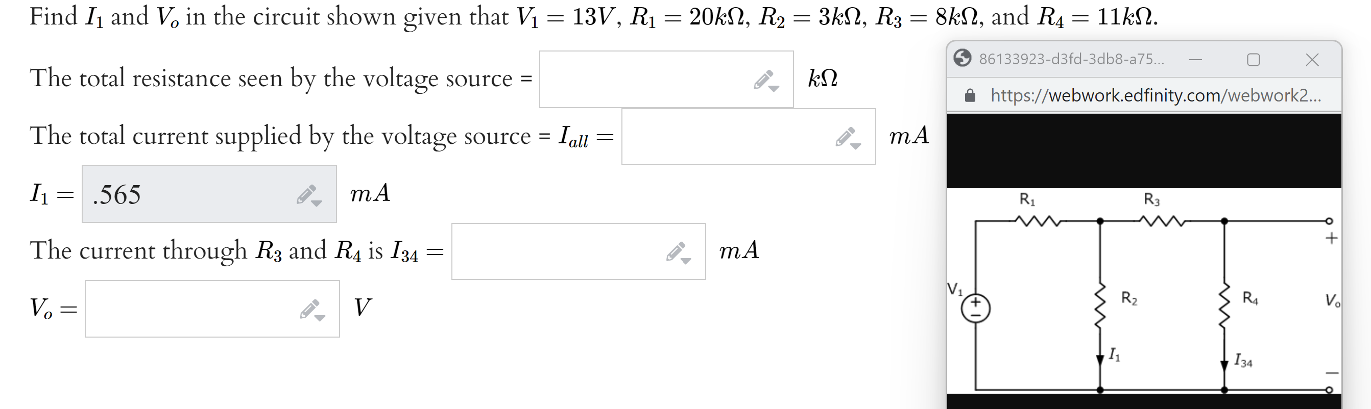 Solved Find I1 and Vo in the circuit shown given that | Chegg.com