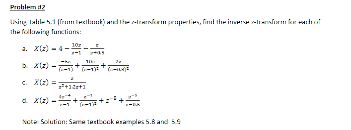 Solved Problem #2 Using Table 5.1 (from textbook) and the | Chegg.com