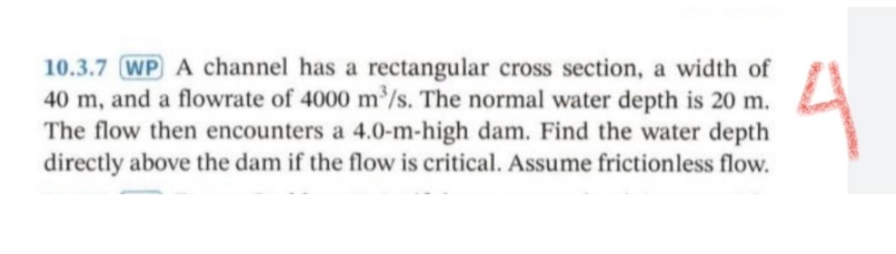 Solved 10.3.7 WP A channel has a rectangular cross section, | Chegg.com