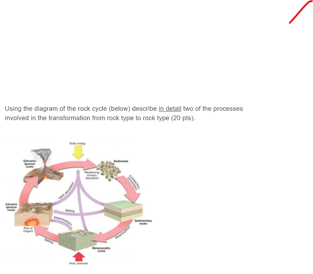 Solved Using the diagram of the rock cycle (below) describe | Chegg.com