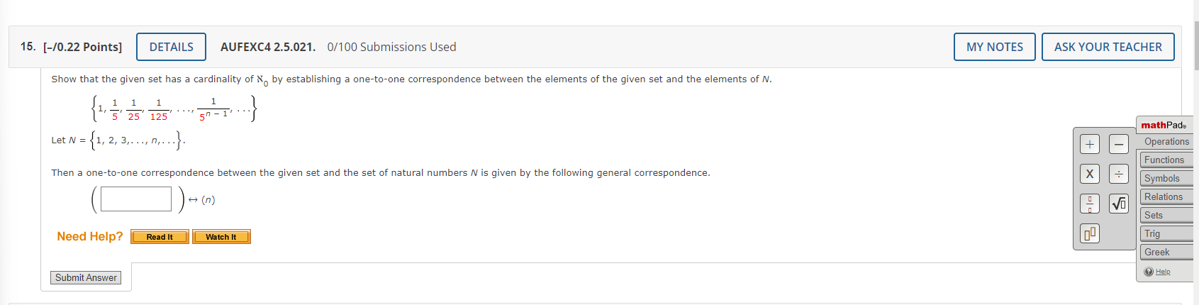 Solved Show that the given set has a cardinality of ℵ0 by | Chegg.com