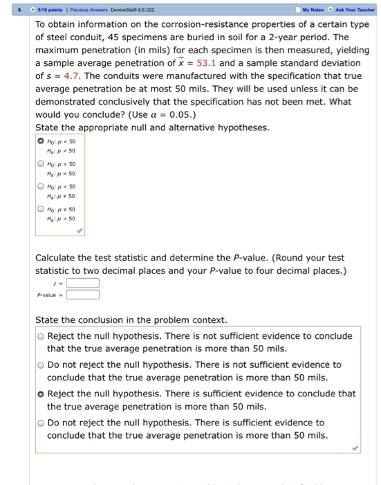Solved 5/10 points I Previous Answers DevoreStat9 &E.022 To | Chegg.com