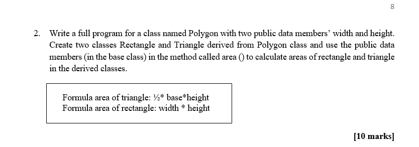 Solved Write a full program for a class named Polygon with | Chegg.com