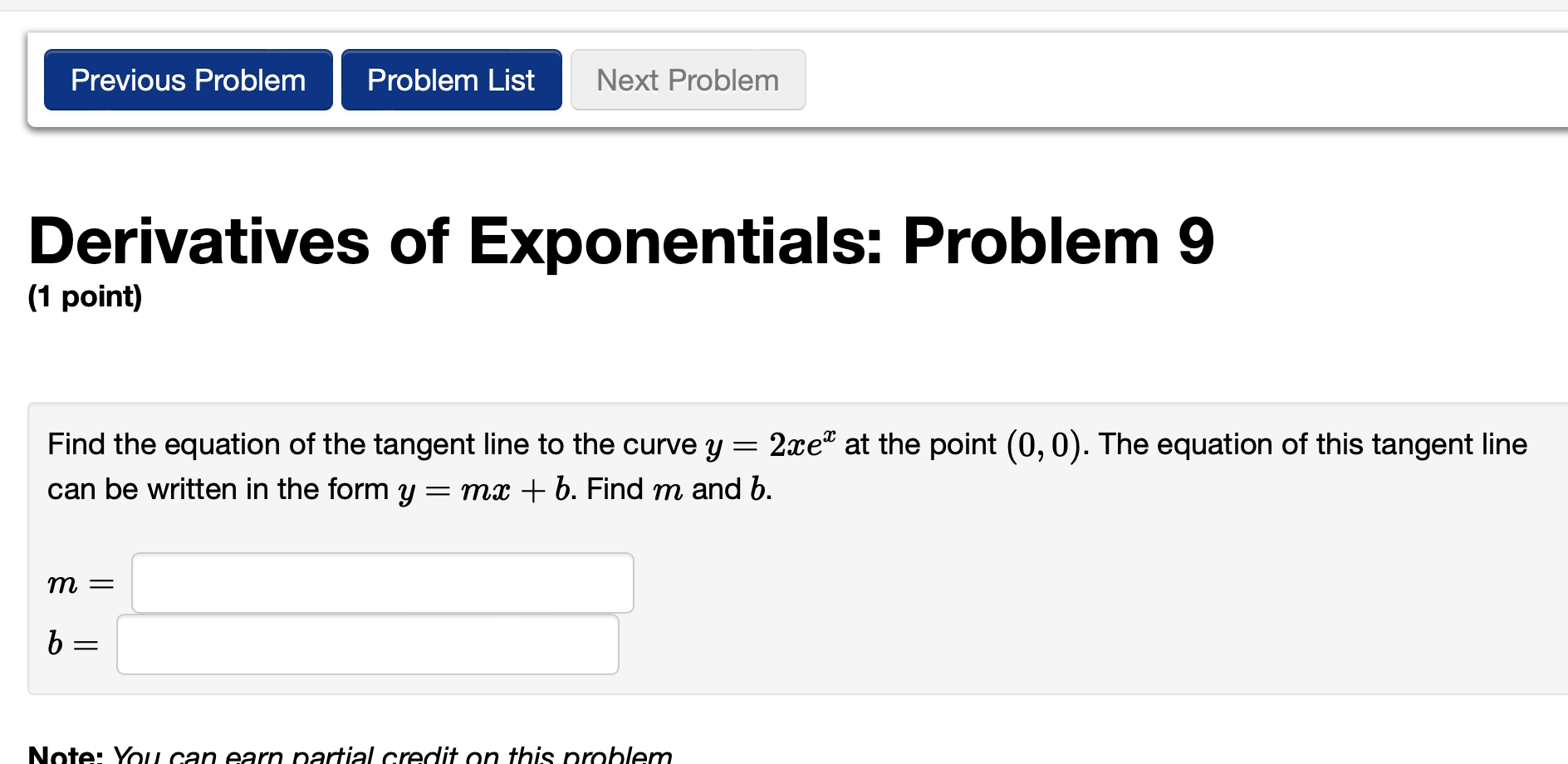 Solved Derivatives of Exponentials: Problem 9 (1 point) Find | Chegg.com
