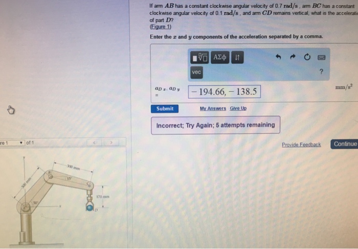 Solved If arm AB has a constant clockwise angular velocity | Chegg.com