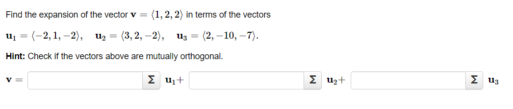 Solved Find the expansion of the vector v= 1,2,2 in terms | Chegg.com
