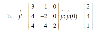 Solved 3 -1 0 2 0y;y(0) = 4 b. y'= 4 -2 4 -4 2 | Chegg.com
