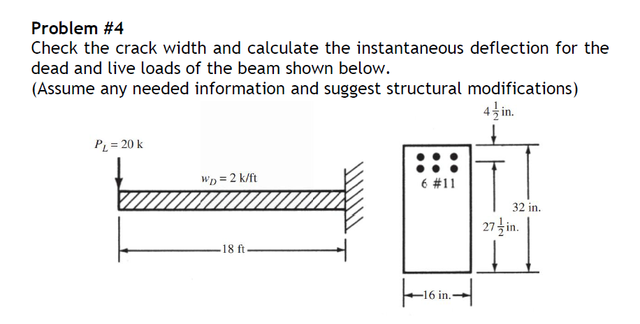 Solved Problem #4 Check the crack width and calculate the | Chegg.com