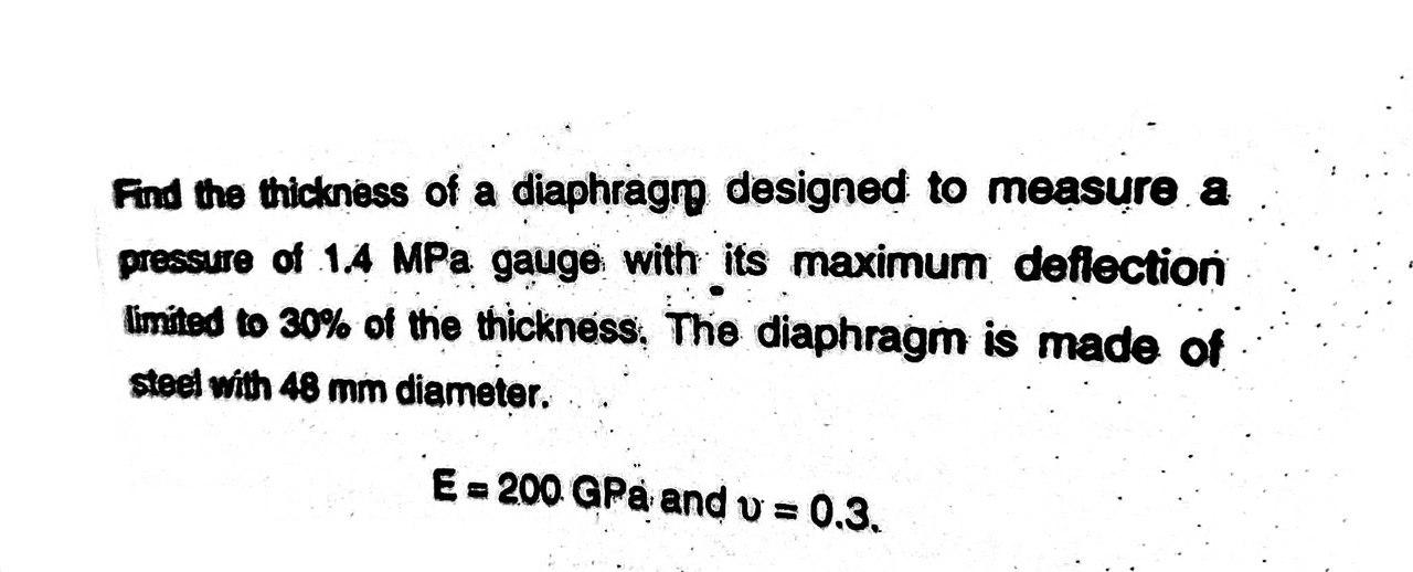 Solved Find the thickness of a diaphragry designed to | Chegg.com