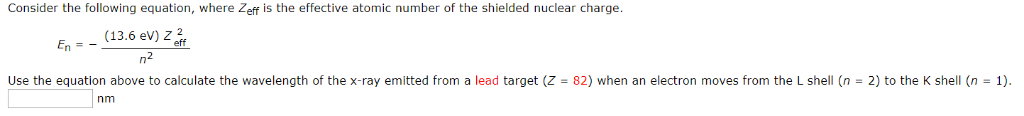 Solved Consider the following equation, where Zeff is the | Chegg.com