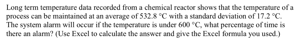 Long term temperature data recorded from a chemical | Chegg.com