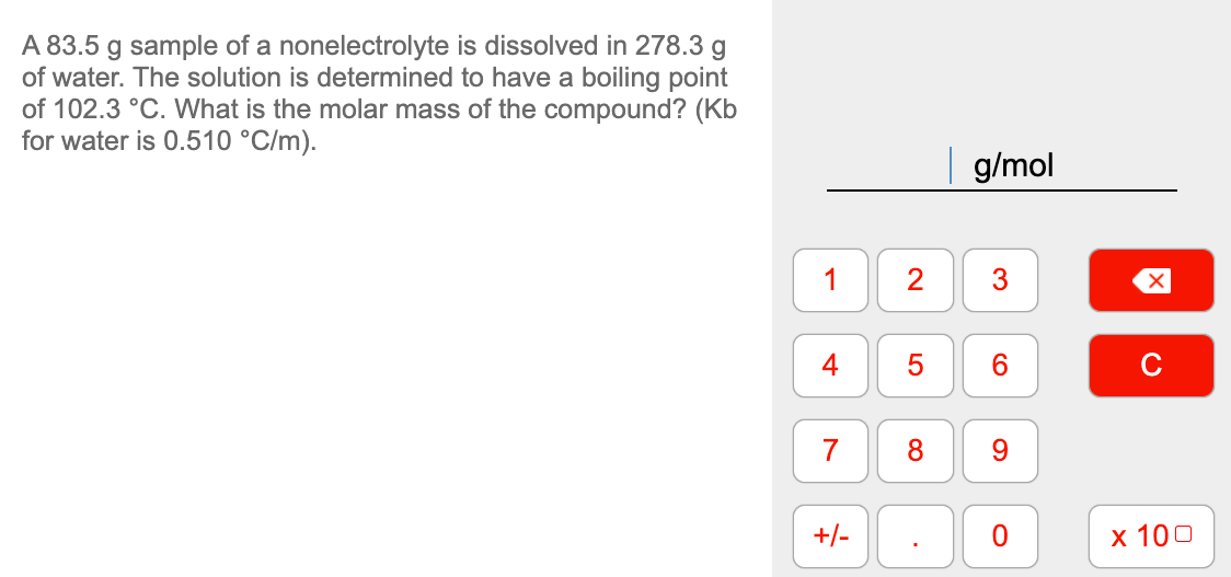 Solved A 83.5 g sample of a nonelectrolyte is dissolved in | Chegg.com