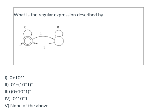 Solved What is the regular expression described by l) 0+10∗1 | Chegg.com