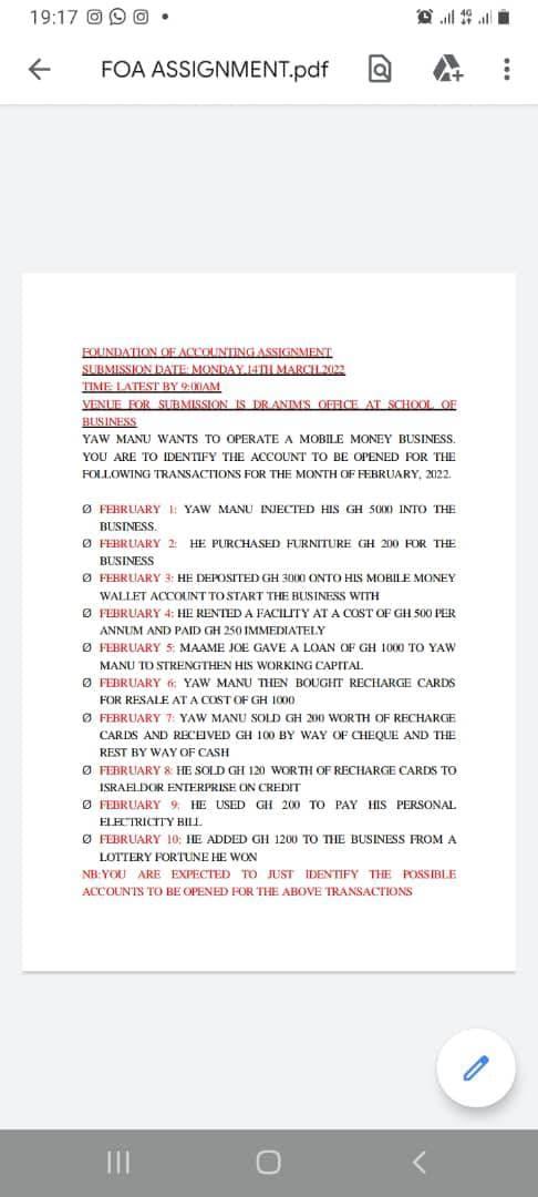 Solved 19:17 O O. E FOA ASSIGNMENT.pdf la FOUNDATION OF | Chegg.com