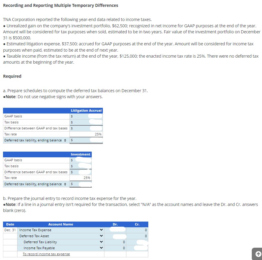 Solved Recording and Reporting Multiple Temporary | Chegg.com