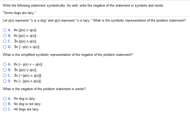 Solved Write the following statement symbolically. As well, | Chegg.com