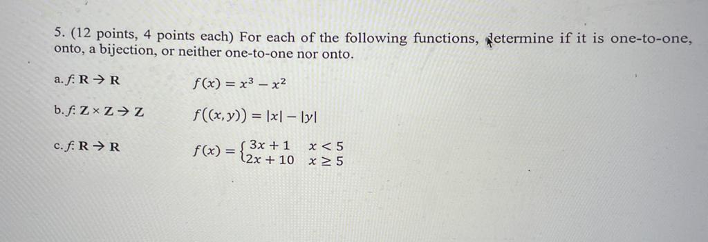 Solved 5. (12 points, 4 points each) For each of the | Chegg.com