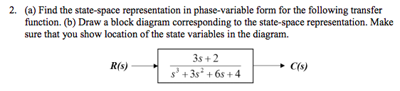 Solved 2. (a) Find the state-space representation in | Chegg.com