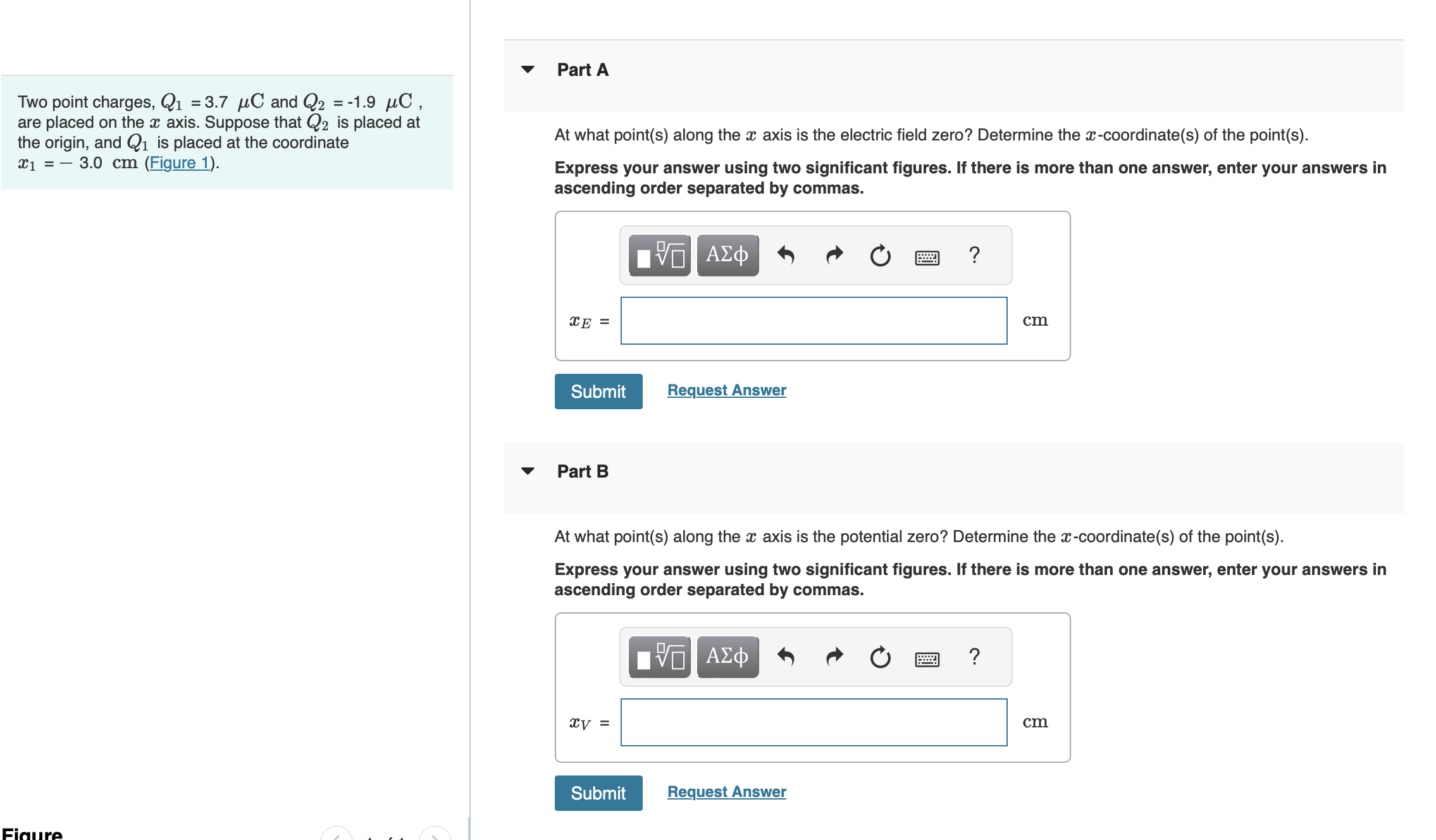 Solved Two point charges, Q1=3.7μC and Q2=−1.9μC, are placed | Chegg.com