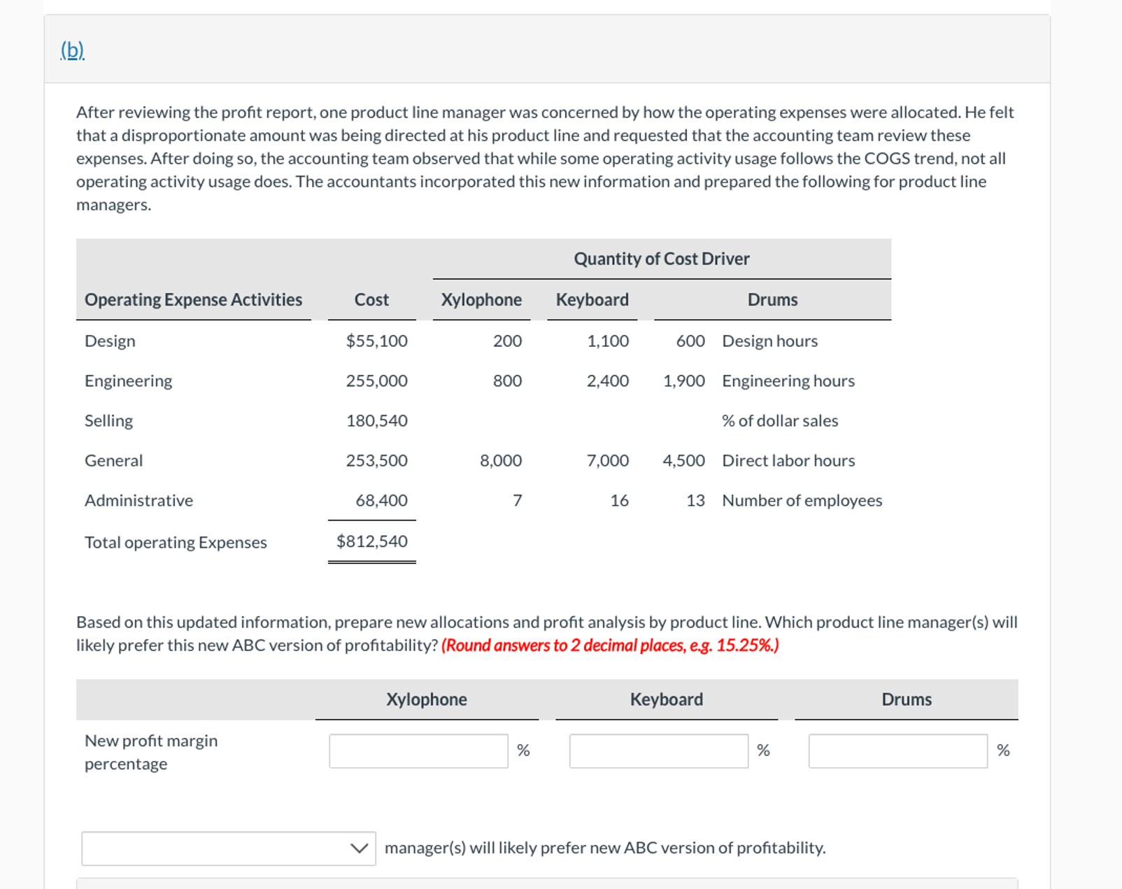 Solved (b).After reviewing the profit report, one product | Chegg.com