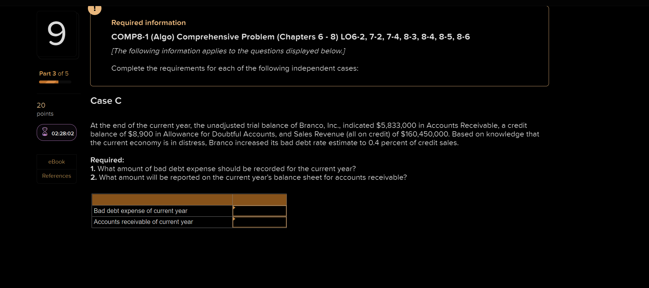 Solved 9 Required information COMP8-1 (Algo) Comprehensive | Chegg.com
