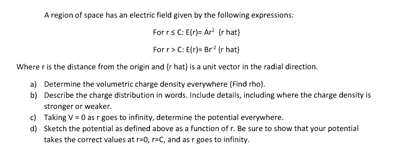 Solved A region of space has an electric field given by the | Chegg.com