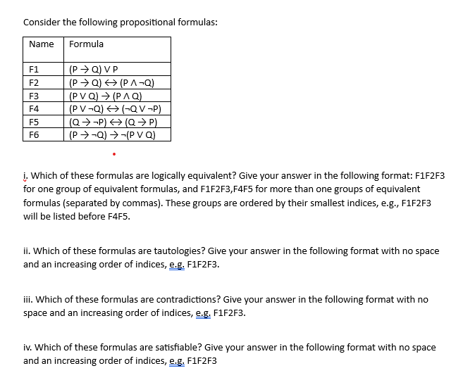 Solved Consider the following propositional formulas: i. | Chegg.com