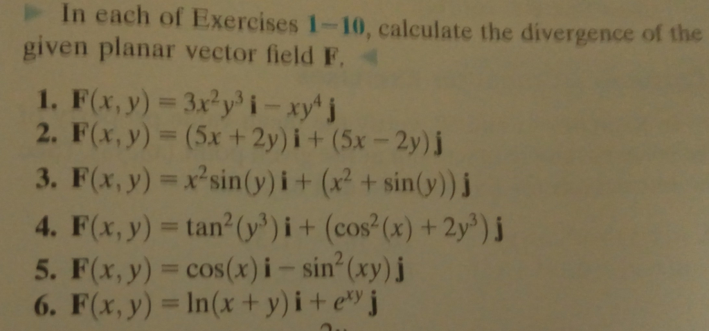 Solved In each of Exercises 1-10, calculate the divergence | Chegg.com