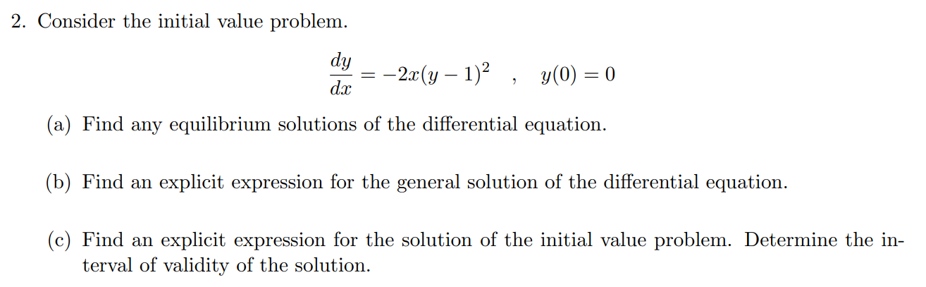 Solved 2 Consider The Initial Value Problem 