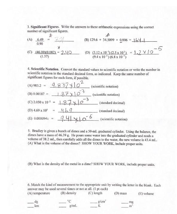 Solved 3. Significant Figures. Write the answers to these | Chegg.com