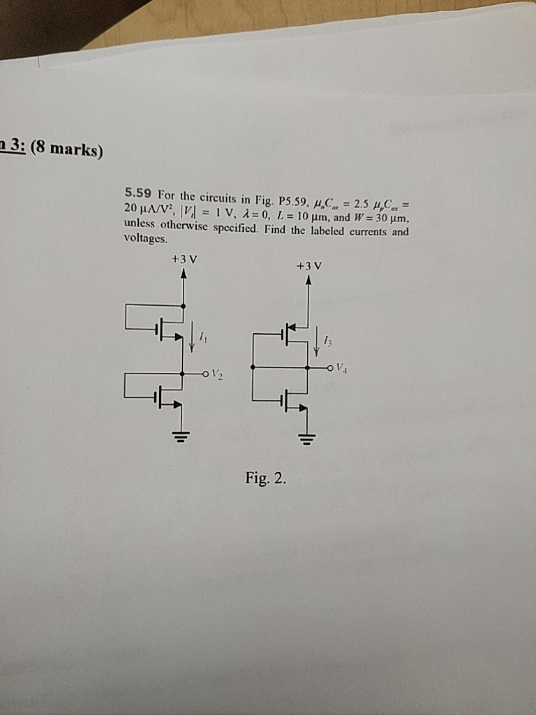Solved n 3: (8 marks) 5.59 For the circuits in Fig. P5.59, | Chegg.com
