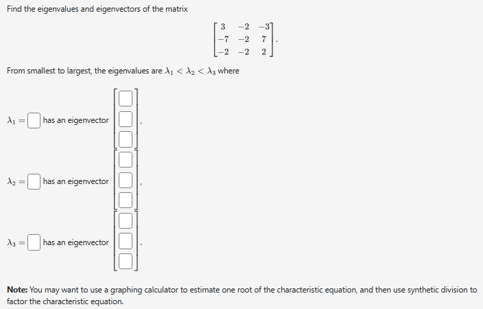 Solved Find the eigenvalues and eigenvectors of the | Chegg.com