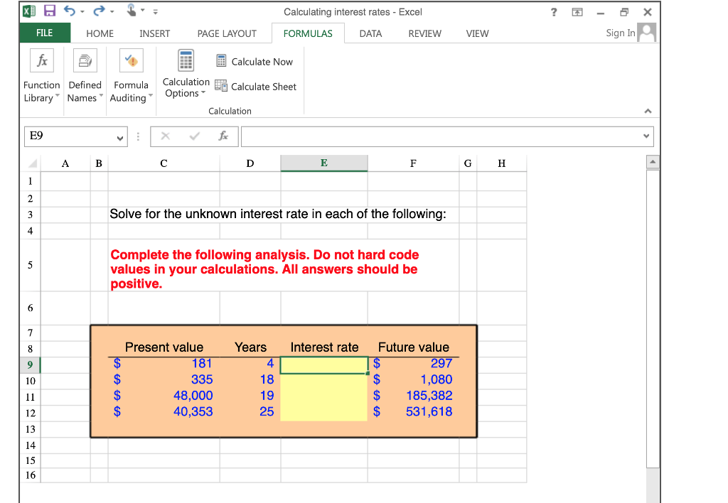 Solved Calculating interest rates - Excel FILE HOME INSERT | Chegg.com