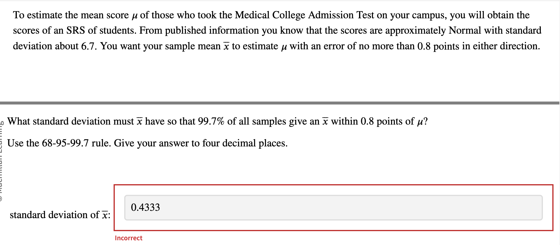Solved To estimate the mean score μ of those who took the | Chegg.com