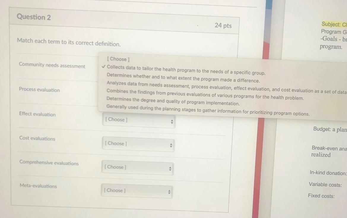 Solved Question 2 24 pts Subject: CI Program G -Goals - bi | Chegg.com