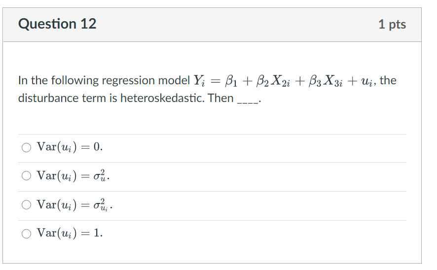 Solved In the following regression model | Chegg.com