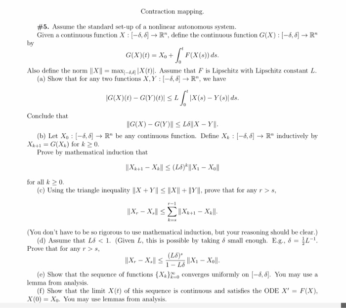 Solved Contraction mapping. #5. Assume the standard set-up | Chegg.com