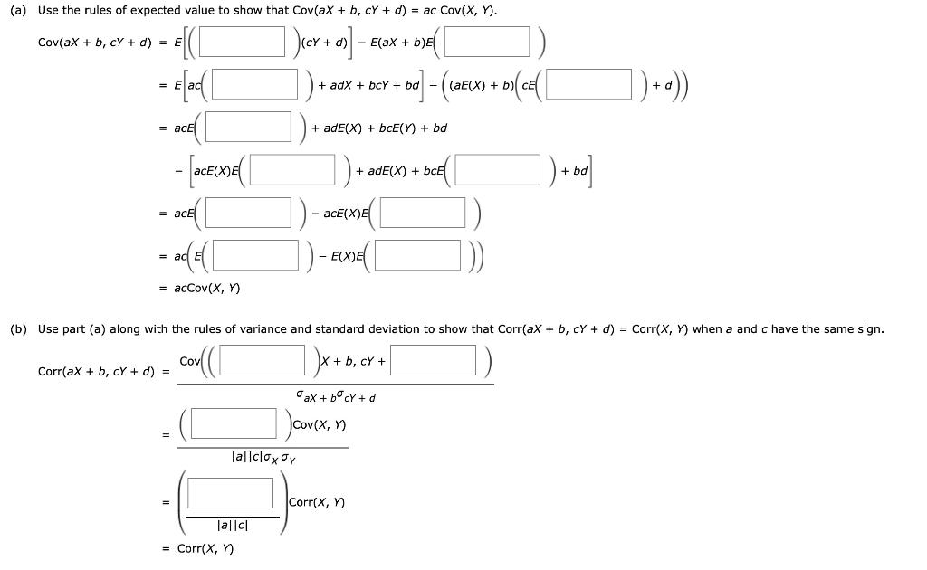 Solved Use the rules of expected value to show that | Chegg.com